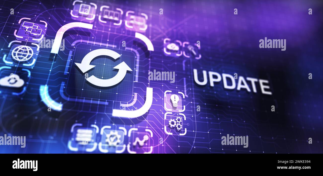 Update System Upgrade Software version technology concept on virtual ...