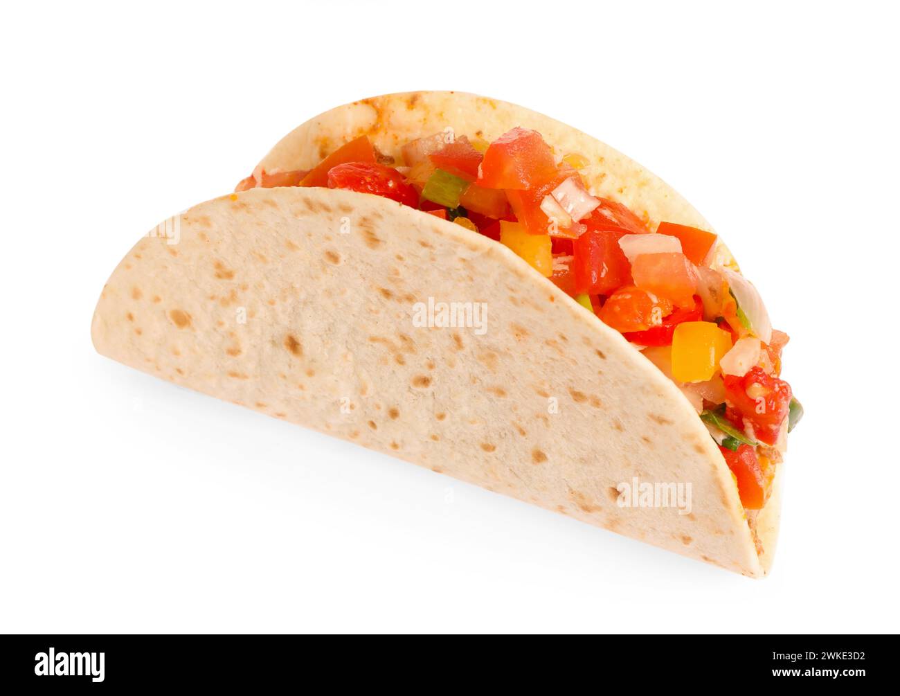 Delicious taco with vegetables isolated on white Stock Photo - Alamy