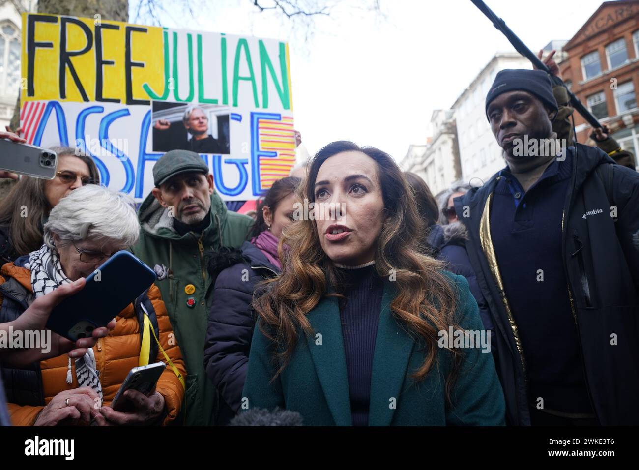 Stella Assange, the wife of Julian Assange, speaking to media outside ...