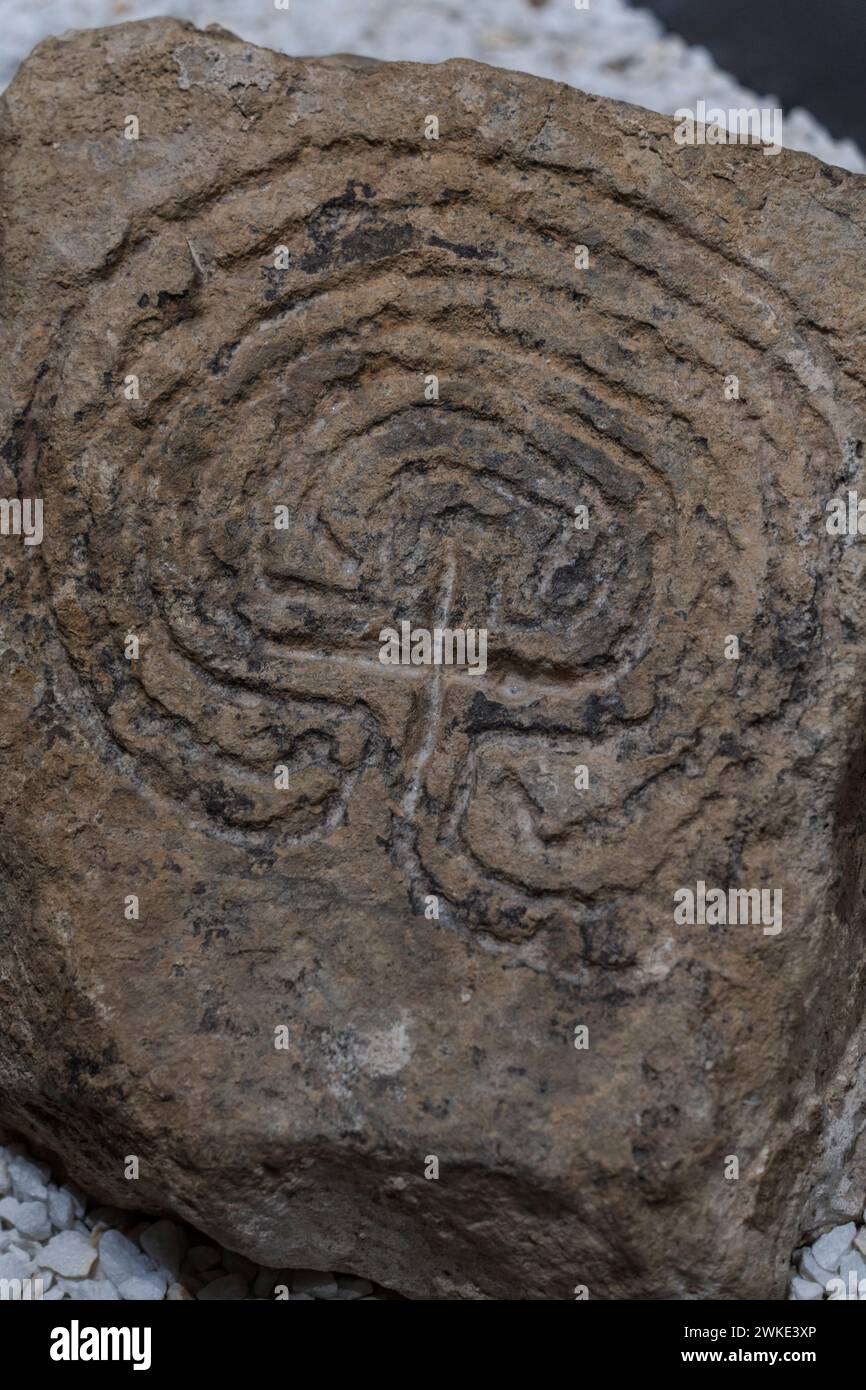 Labyrinth stele, 8th-11th centuries, Labyrinth engraved in stone, path ...