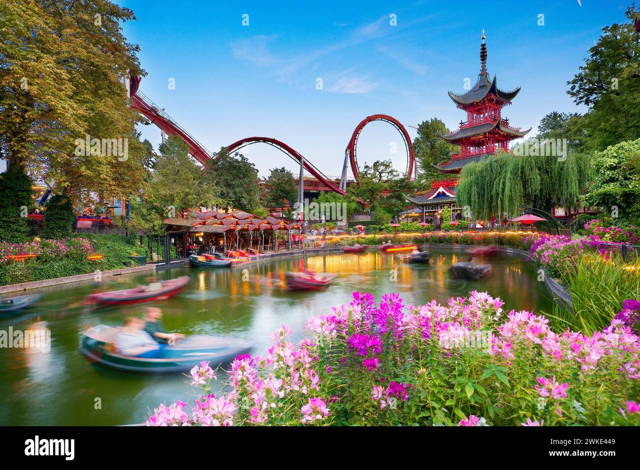 Dragon Boat lake in historical amusement park - Tivoli Gardens in ...