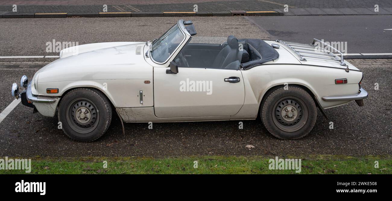 Elburg, The Netherlands, 10.02.2024, Side view of classic british ...