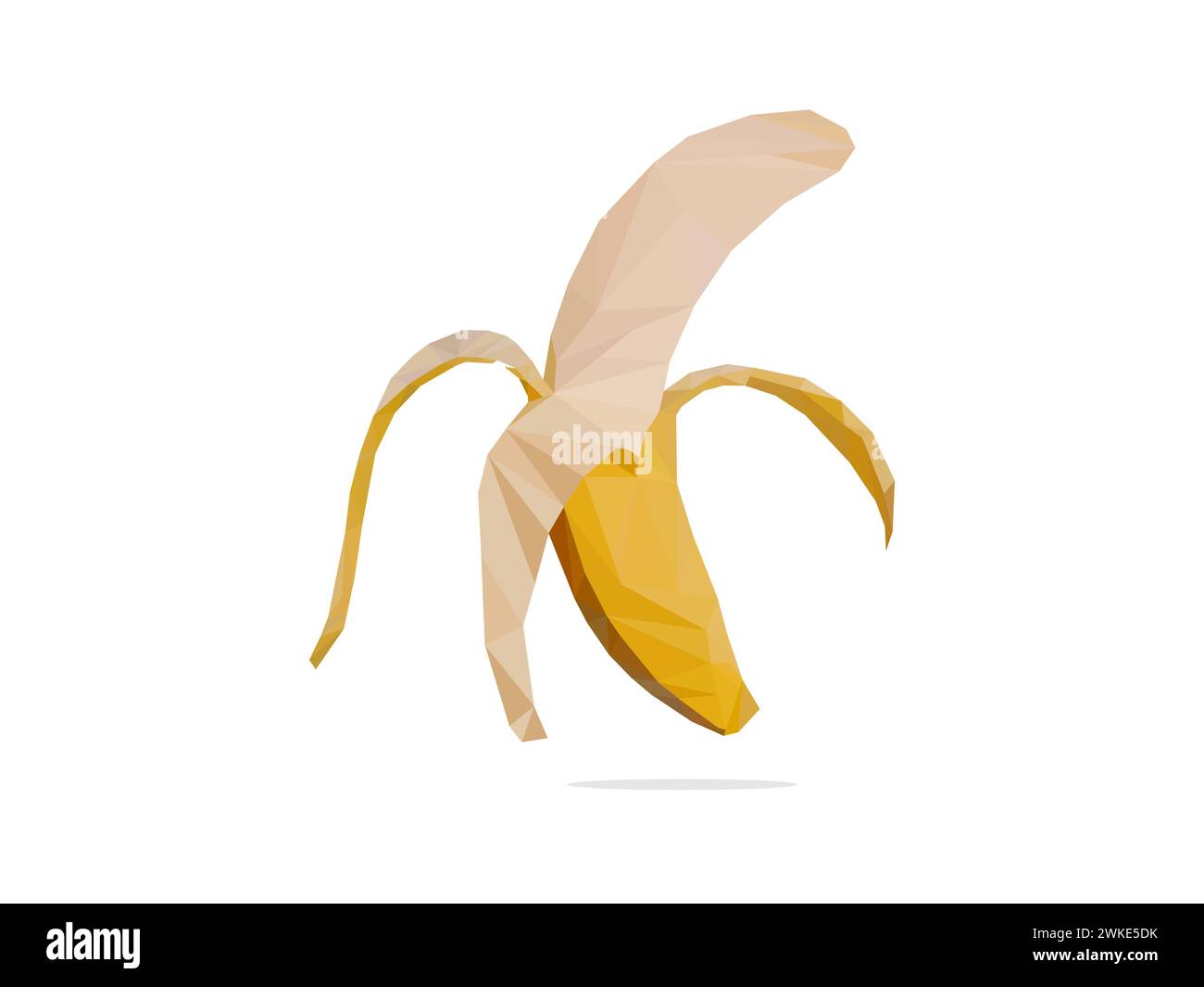 Polygonal fruit vector. Banana shape triangle poly illustration style ...