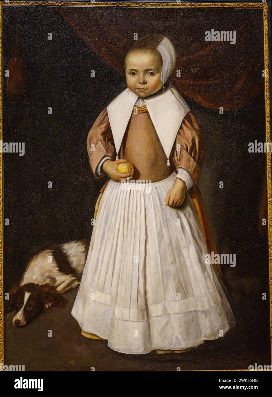 Dutch girl holding a lemon, dutchschool, Nins, portraits of children s. XVI-XIX, Sa Bassa Blanca ...