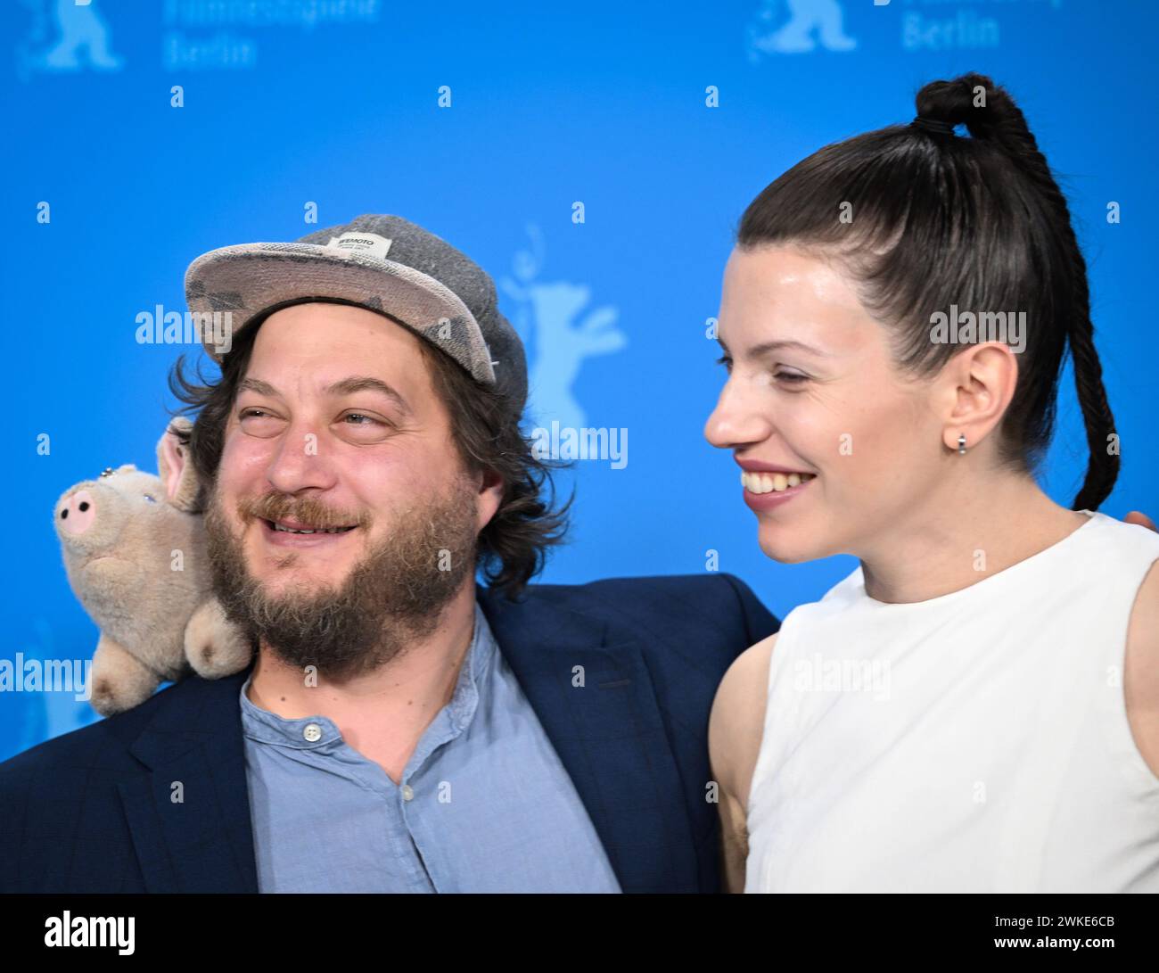Berlin, Germany. 20th Feb, 2024. Actors Anja Plaschg and David Scheid ...
