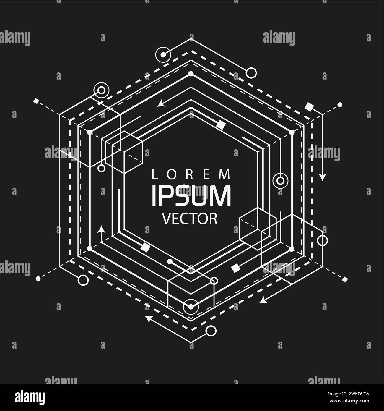 Engineering drawing of future technologies .Techno linear geometric ...