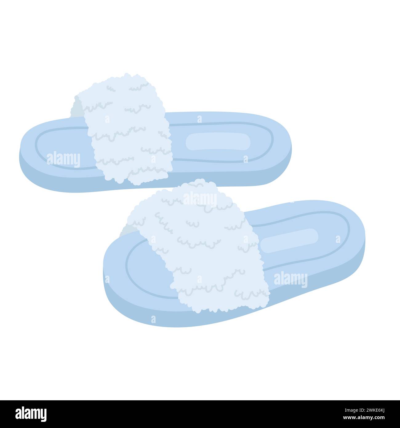 Blue plush house slippers. Cozy indoor slippers, soft flip flops ...