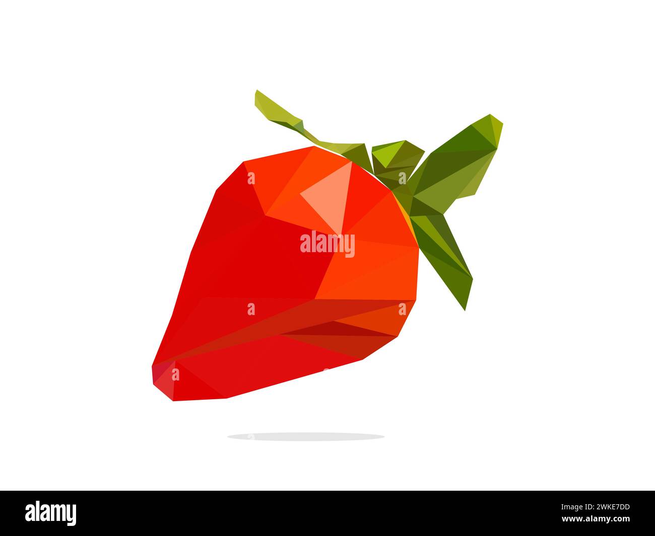 Polygonal fruit vector element. Strawberry low poly triangle ...