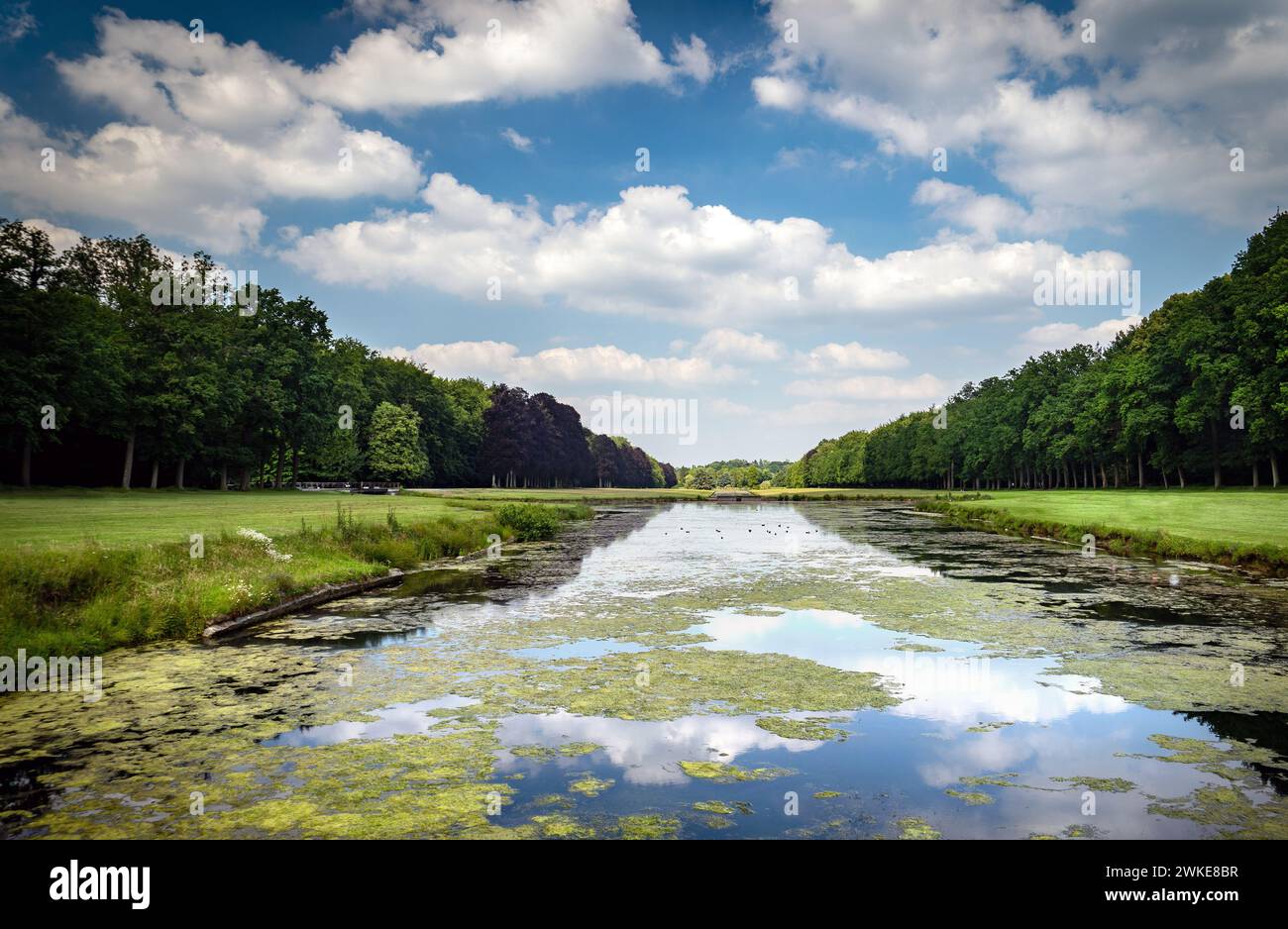 The reflection of clouds in the mudd waters of the lake of the African ...