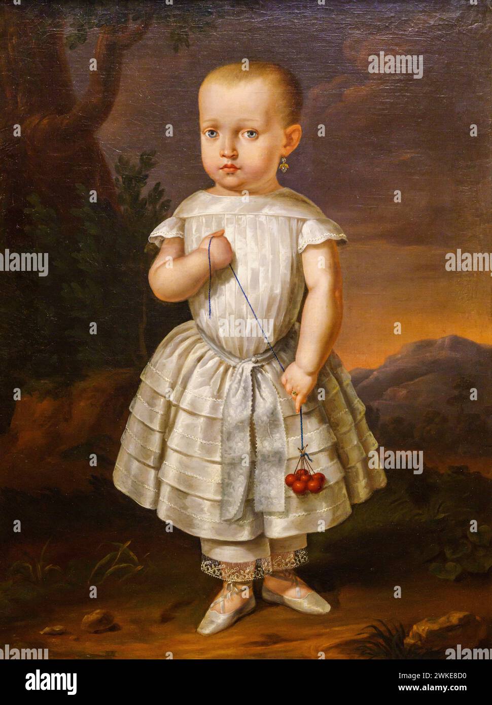 girl with cherries, 1843, Joan Mestre i Bosch, majorcan school, Nins, portraits of children s ...
