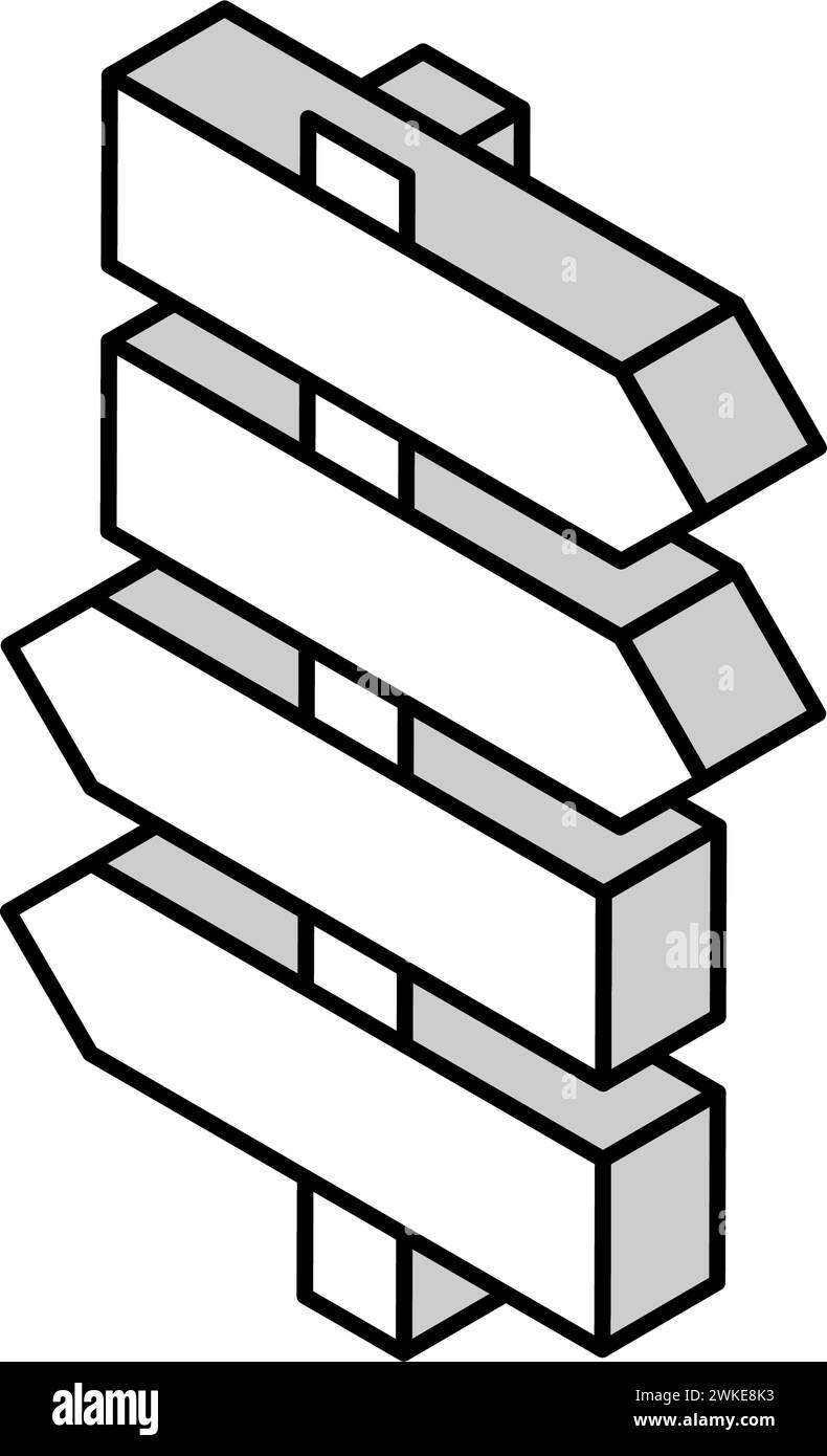 signpost with road signs isometric icon vector illustration Stock ...