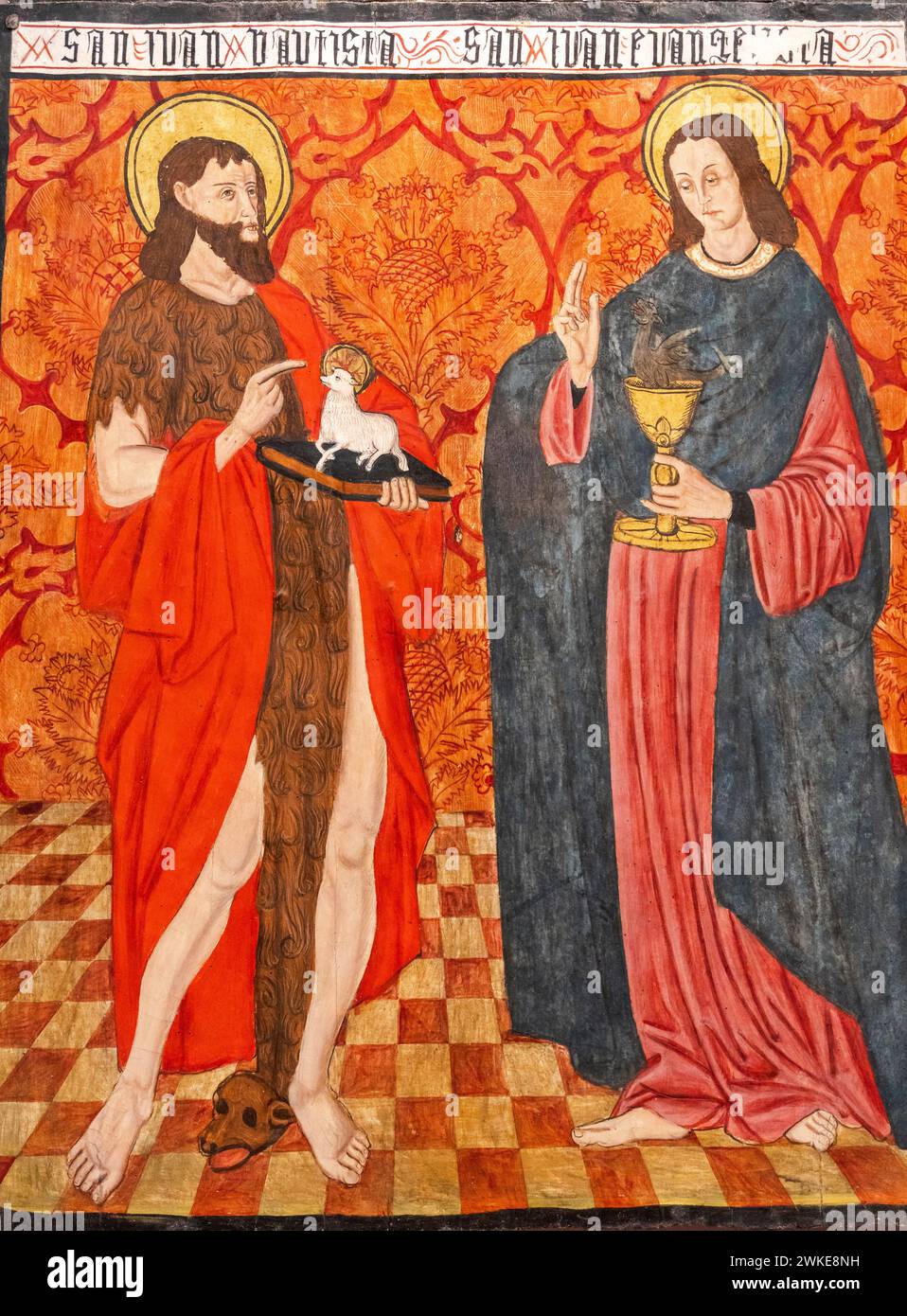 Tortura altarpiece, Saint John the Baptist and Saint John the Evangelist, 16th century, tempera ...