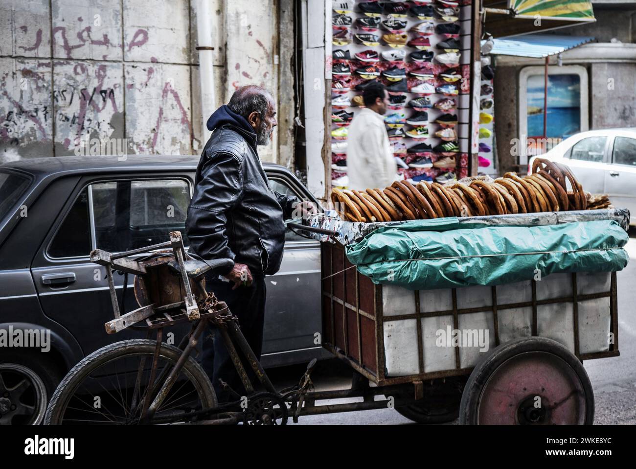 A food seller with his chariot in the roads of Alexandria of Egypt ...