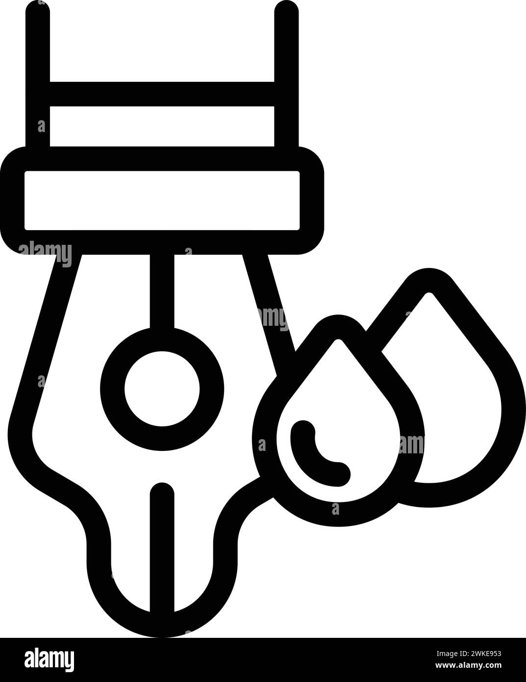 Dip pen instrument icon outline vector. Calligraphy tool. Inkwell nib ...