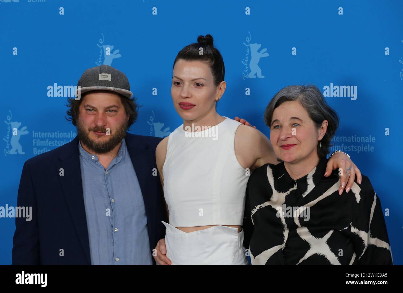 Berlin, Germany, 20th February 2024, actors David Scheid, Anja Plaschg ...