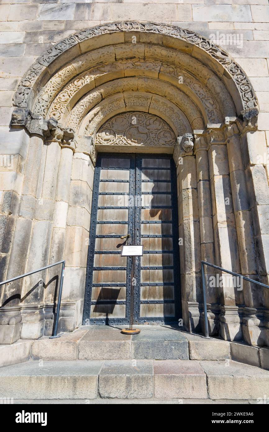 Southern entrance portal of Romanesque style Saint Lawrence Lund ...
