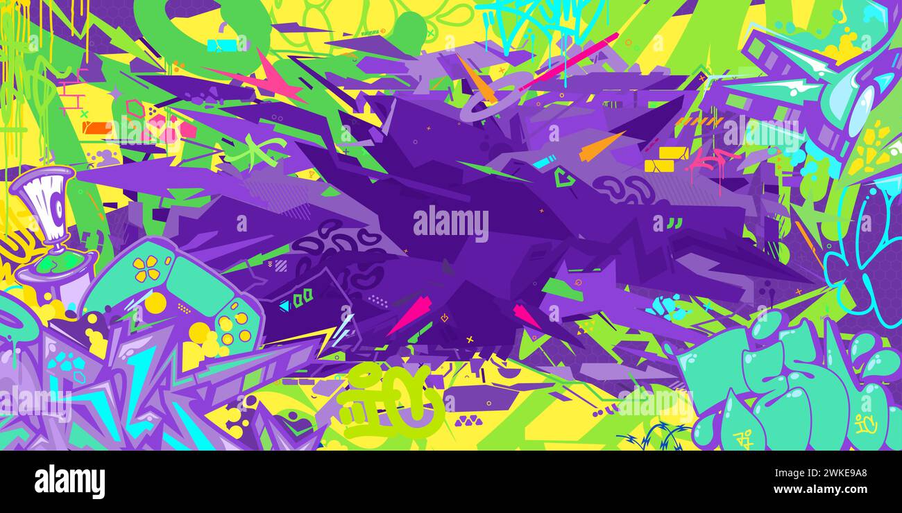 Abstract Colorful Urban Hip-Hop Graffiti Street Art Style Vector ...