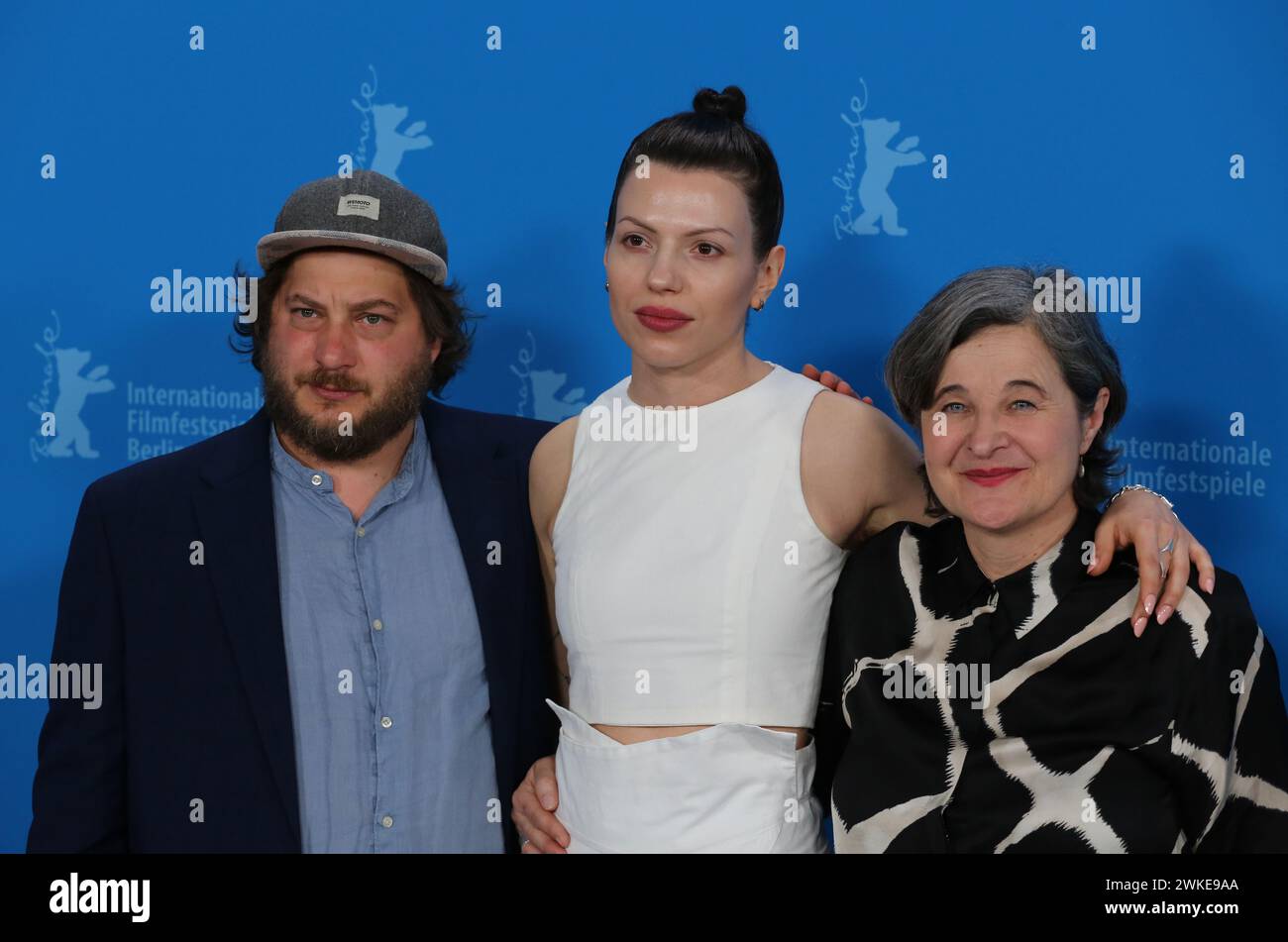 Berlin, Germany, 20th February 2024, actors David Scheid, Anja Plaschg ...