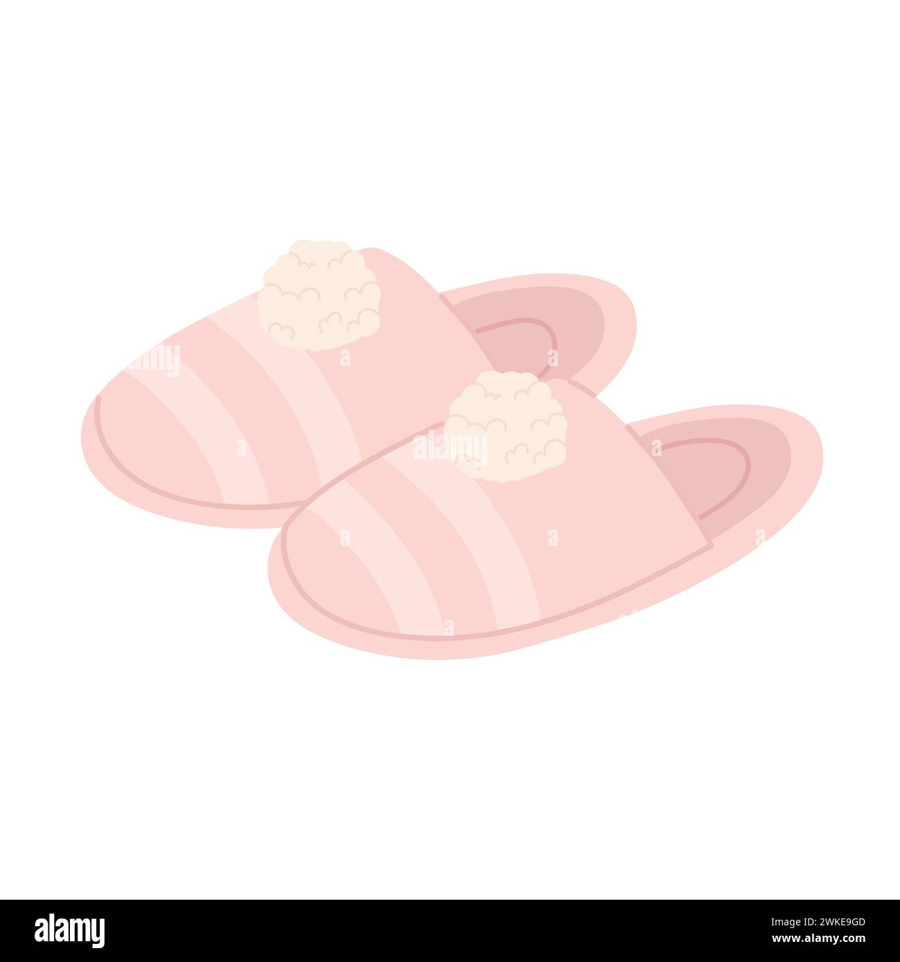 Soft house slippers. Cozy indoor slip with pompons, fluffy flip flops ...