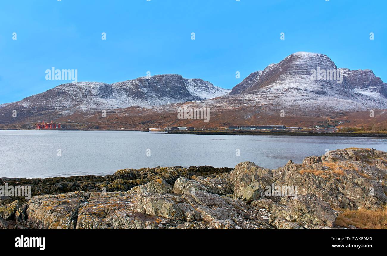 Ardarroch village shoreline a view over Loch Kishorn to Kishorn Port ...
