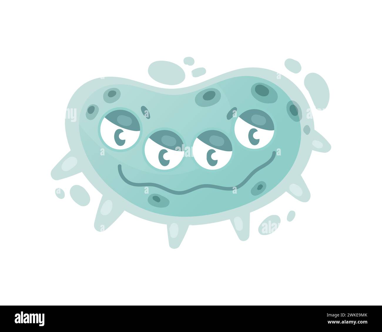 Cartoon comic germ disease microorganism, kawaii microbe pathogen ...