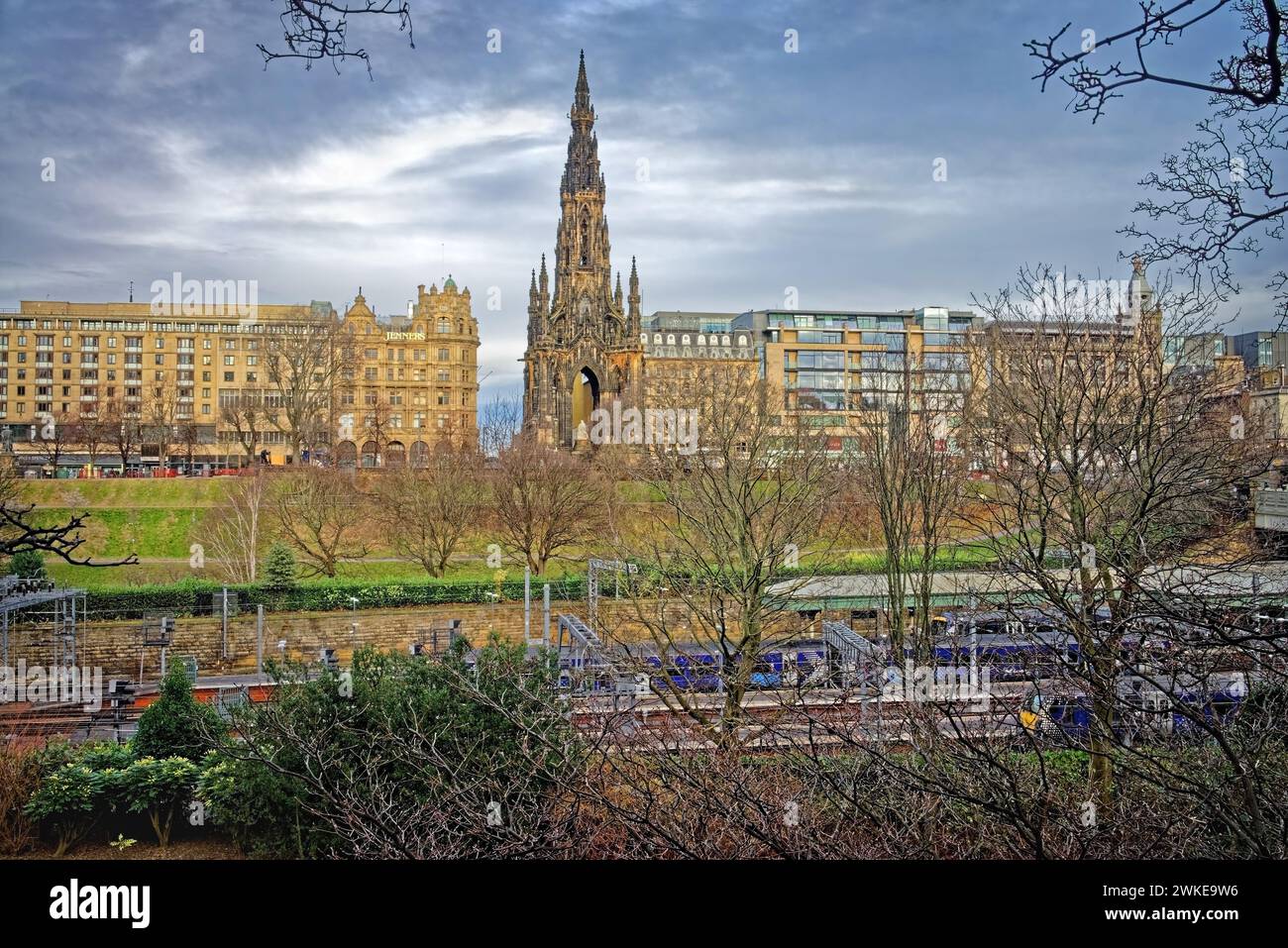 UK, Scotland, Edinburgh, East Princes Street Gardens, Scott Monument ...