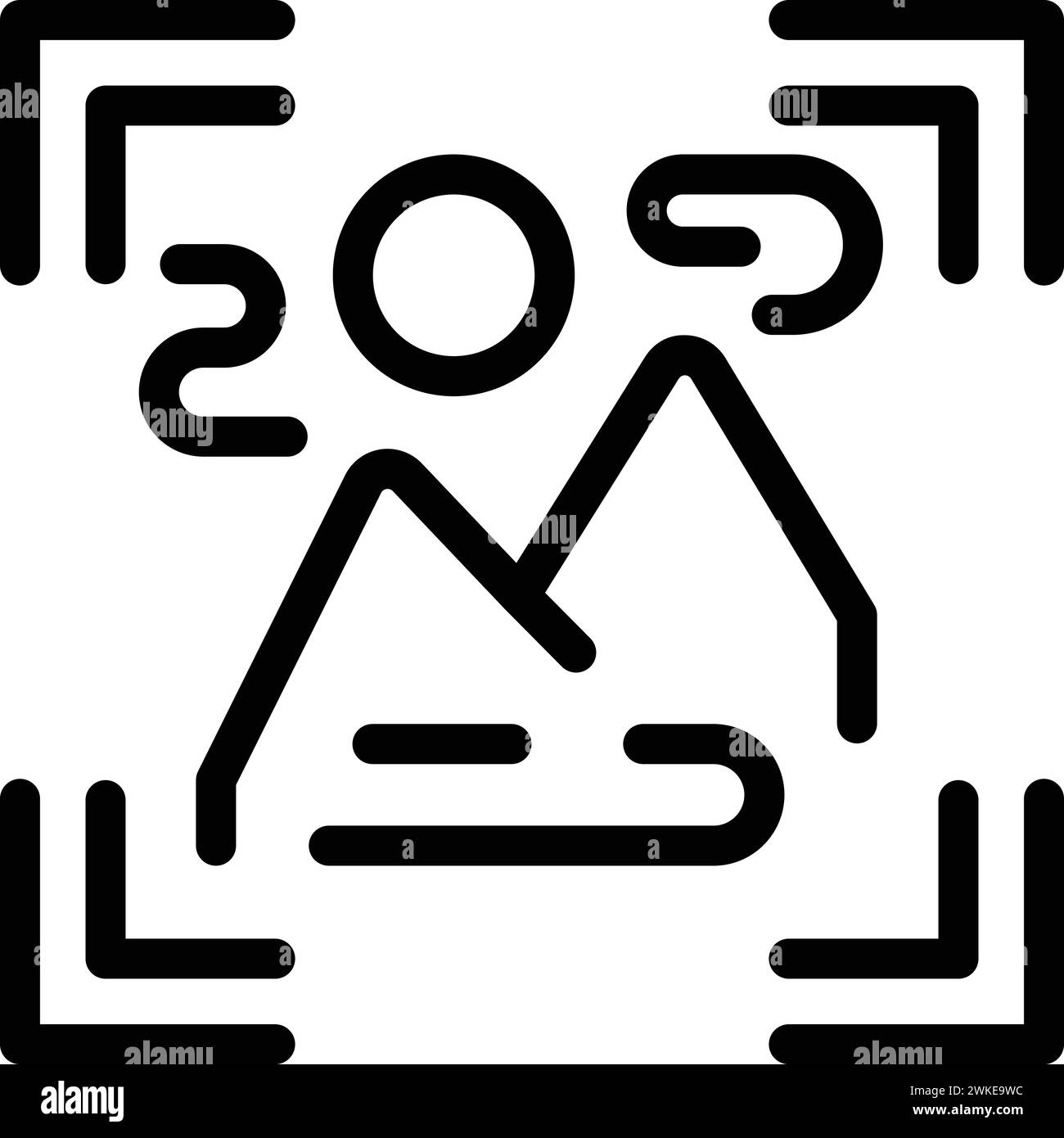 Camera focus icon outline vector. Shooting content pictures. Visual ...