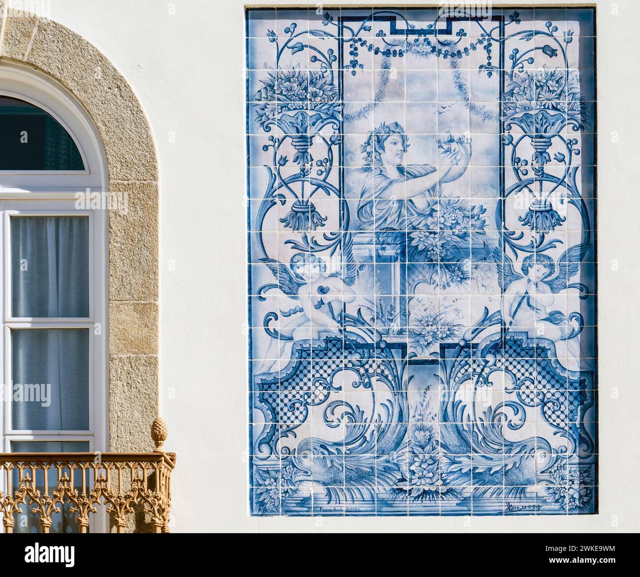 Azulejos on a building in Aveiro Stock Photo - Alamy