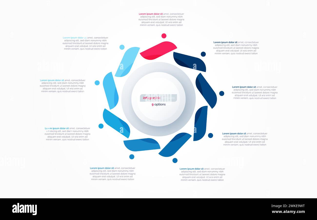 Nine option circle infographic design template. Vector illustration ...