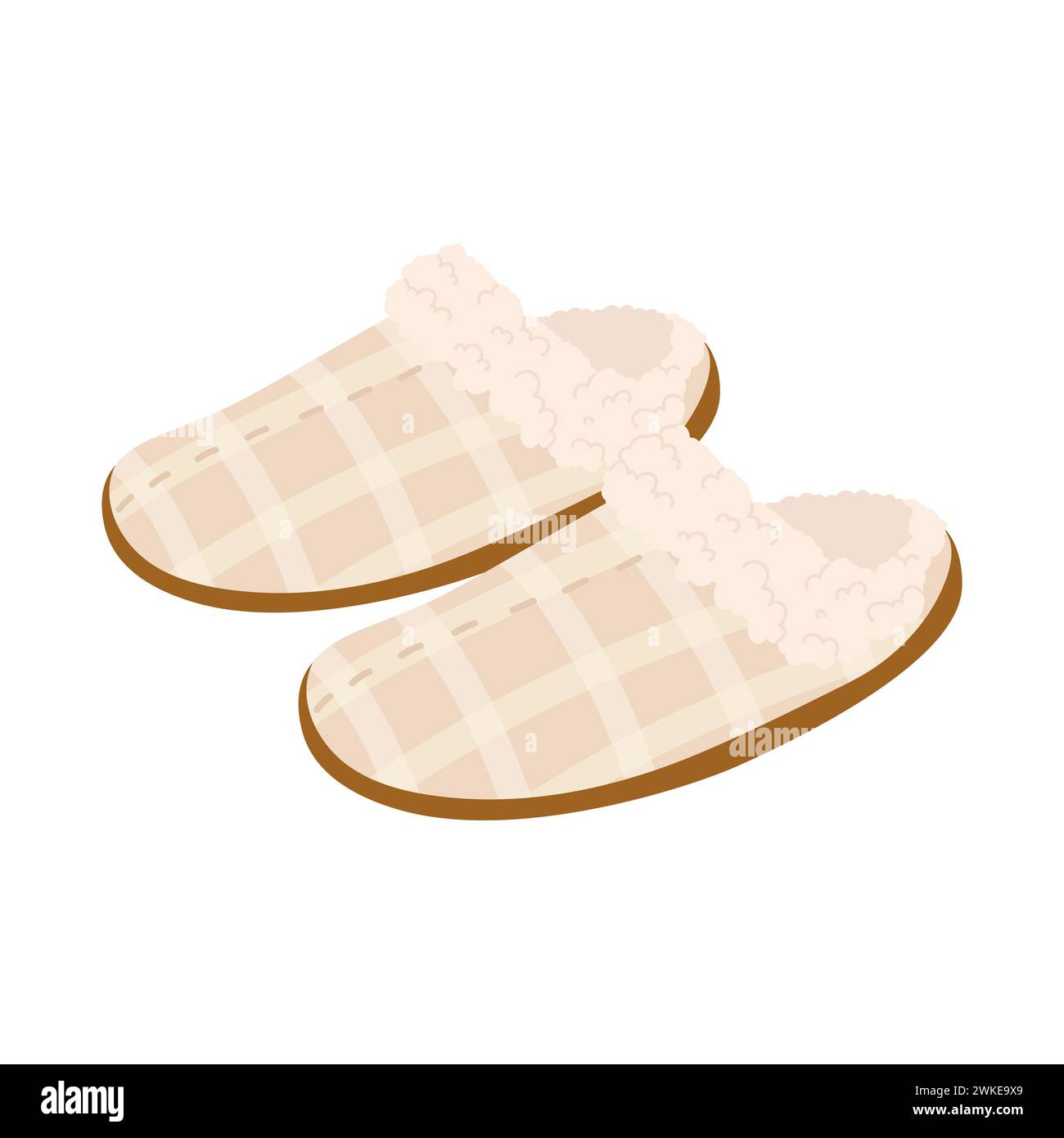 Cozy indoor slippers. Home soft footwear, fluffy house slippers cartoon ...