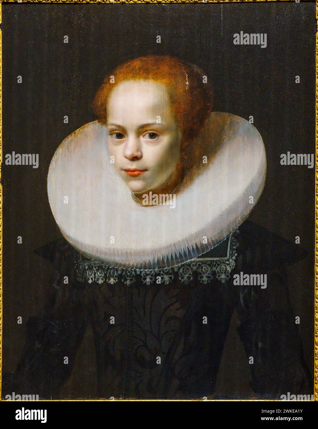 girl wearing black dress and white ruff, 1625, dutch school, Nins ...