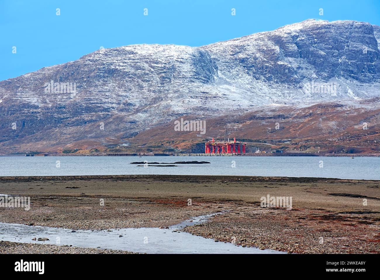 Loch Kishorn the Kishorn Port and Dry Dock red oil platform and the ...