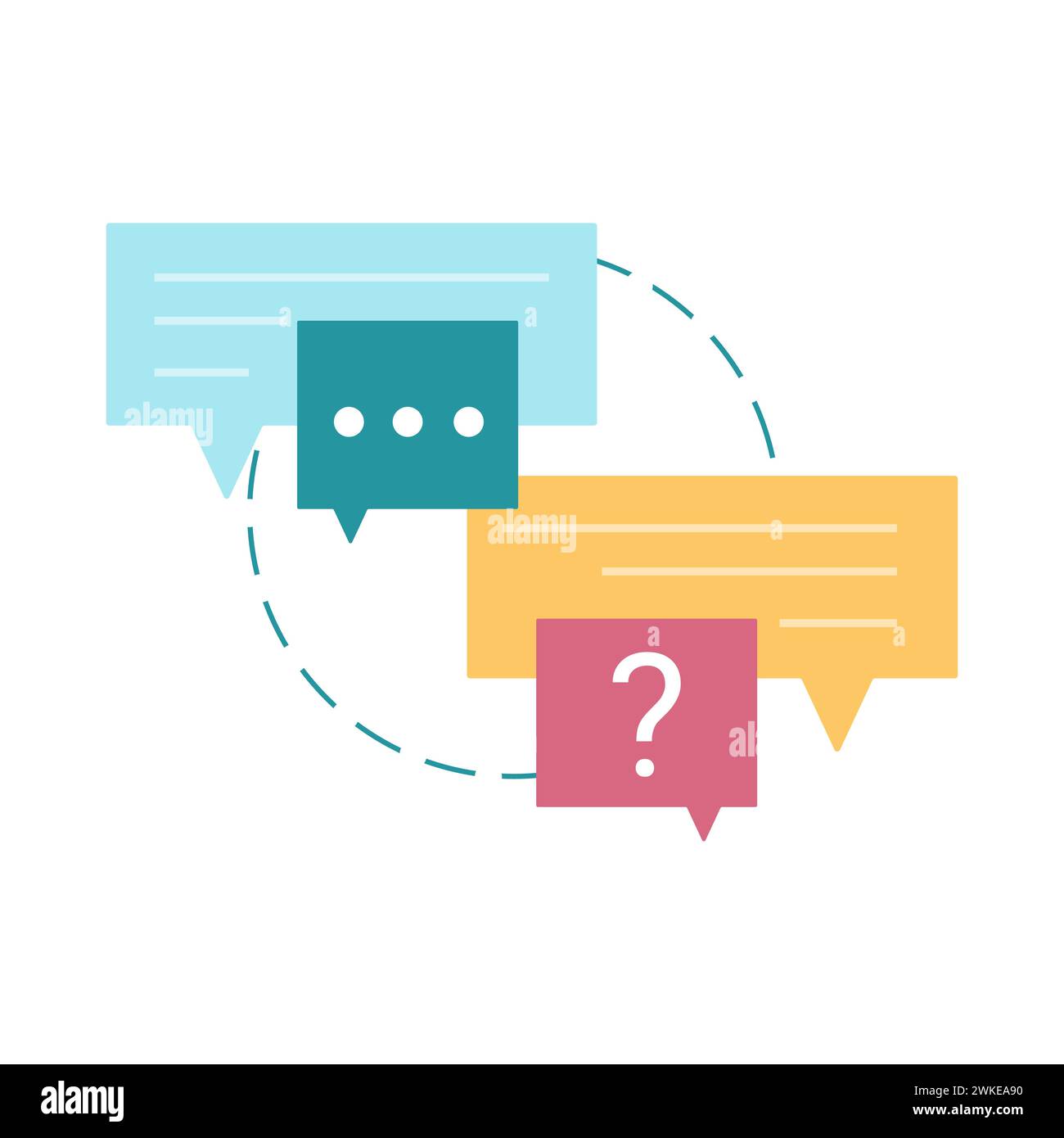 Team chat communication. Effective teamwork meeting, team brainstorming ...