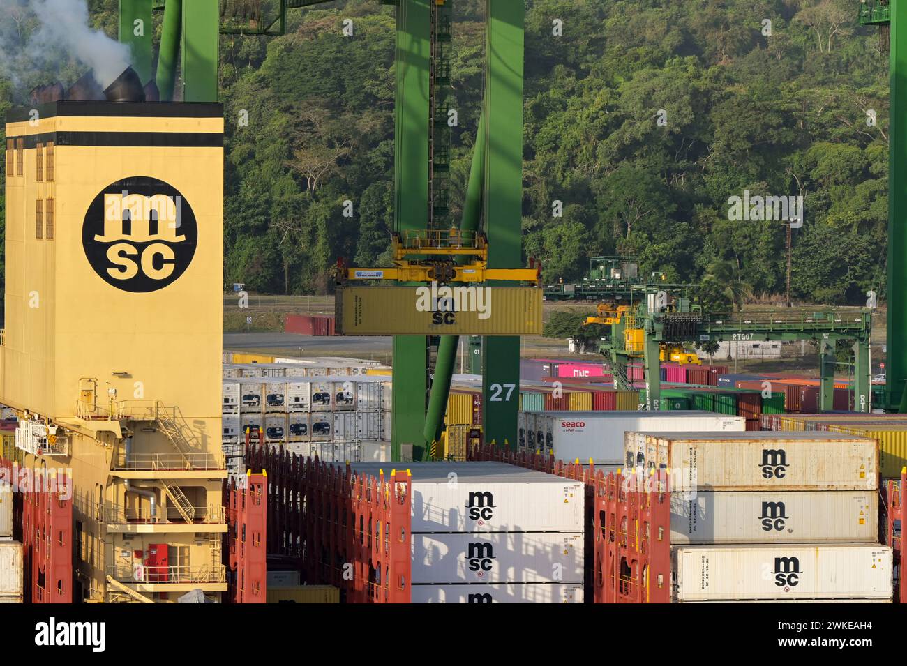 Panama City, Panama - 23 January 2024: Crane lifting a shipping ...