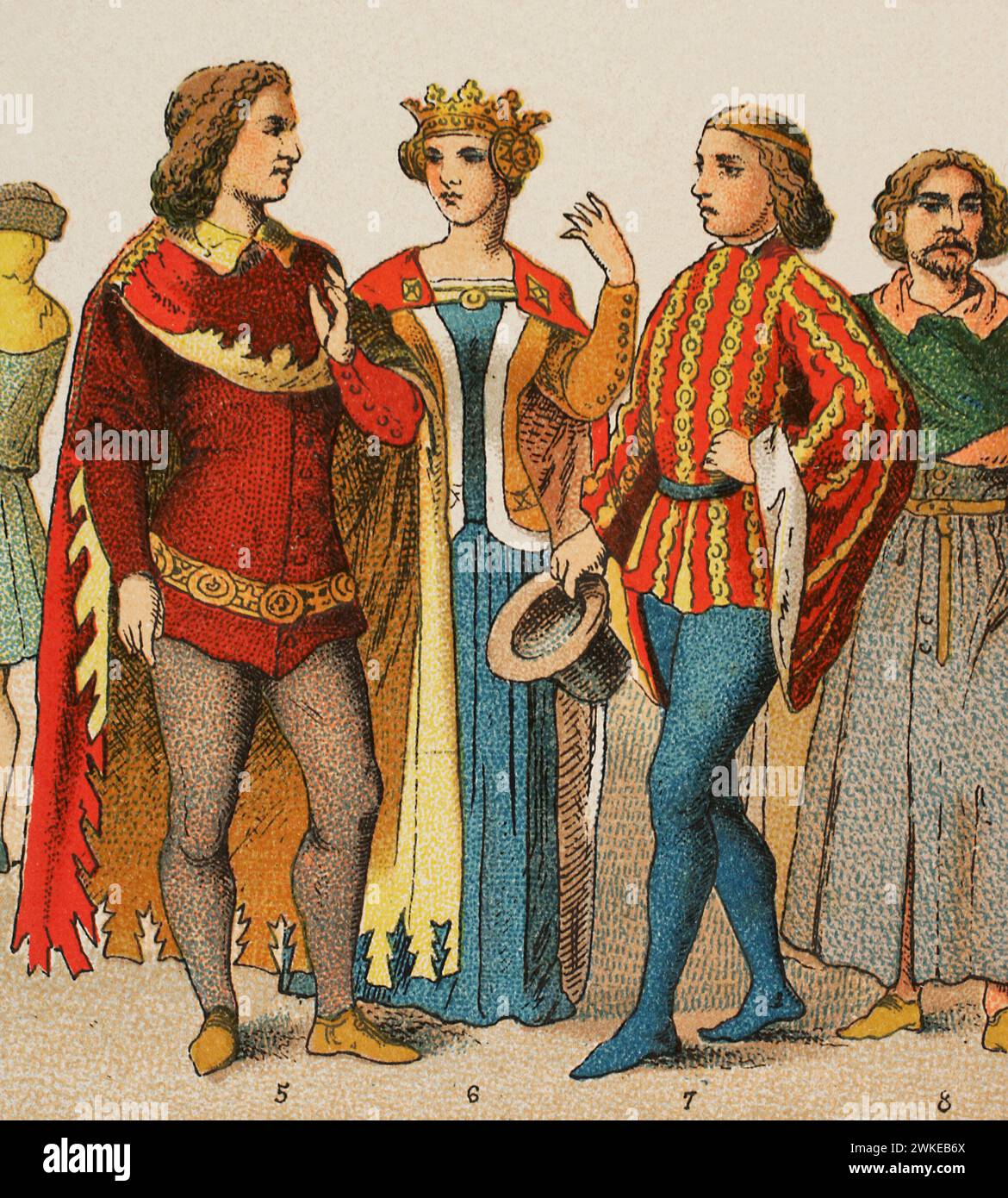 History of England. 1300-1400. From left to right, 5-6: court dresses ...