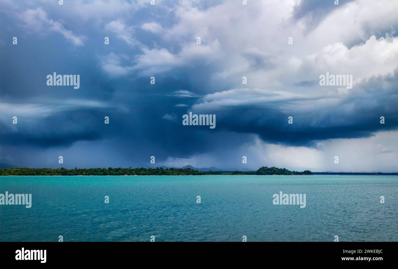Tropical storm in Thailand. Heavy clouds hung over the island. Weather ...