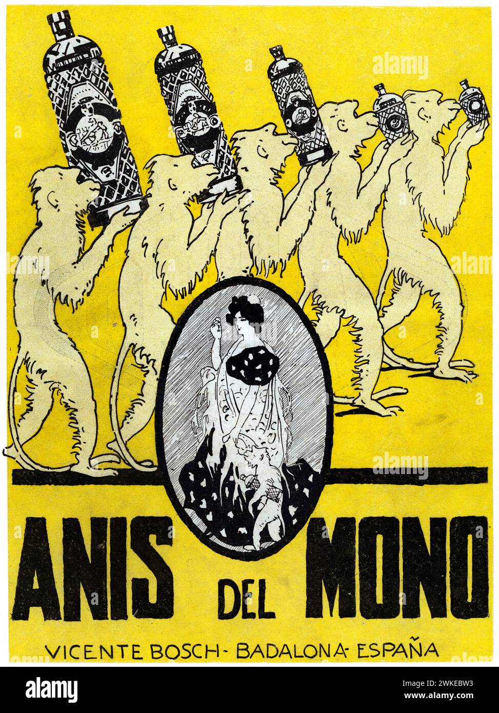 Publicidad de Anís del Mono, de Vicente Bosch. Badalona, año 1926 Stock ...