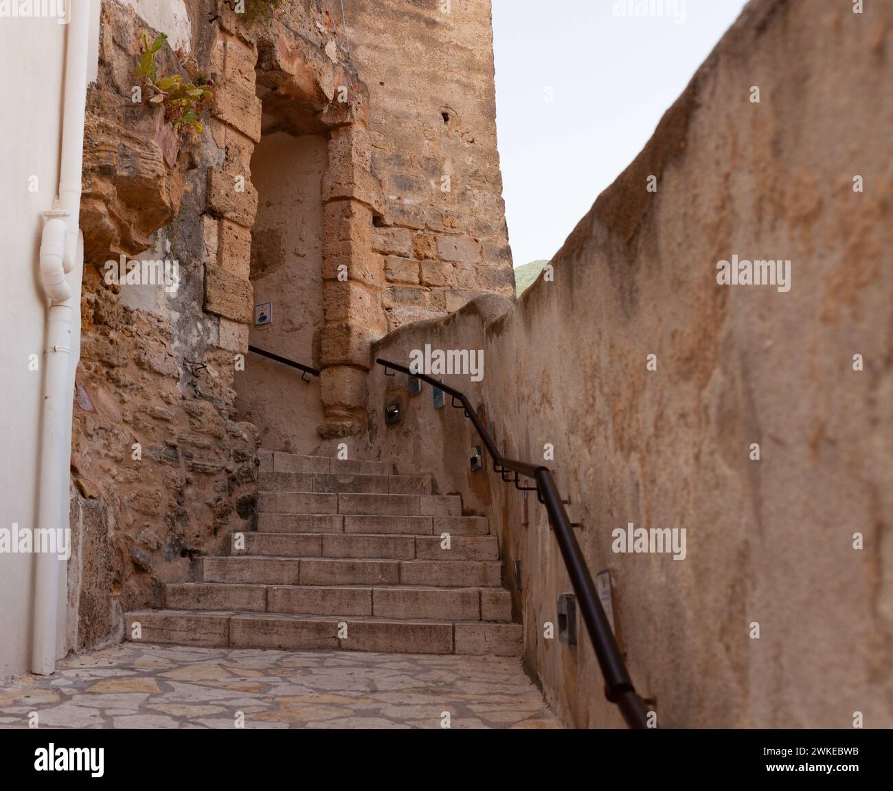 Old door of the Arabian Norman Fort in the fishing village ...