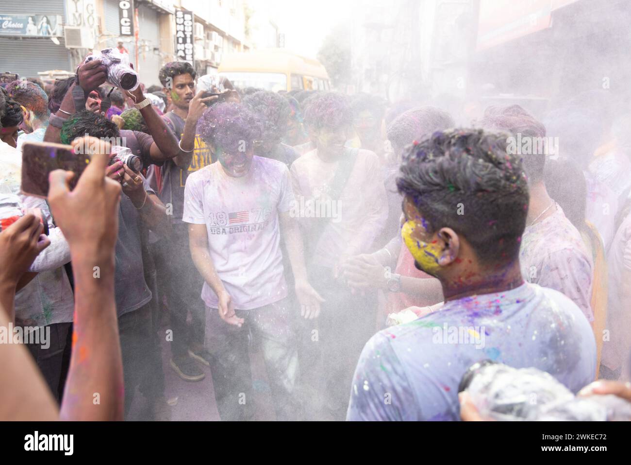 Chennai, Tamilnadu India - March 08 2023 : colorful street Holi ...