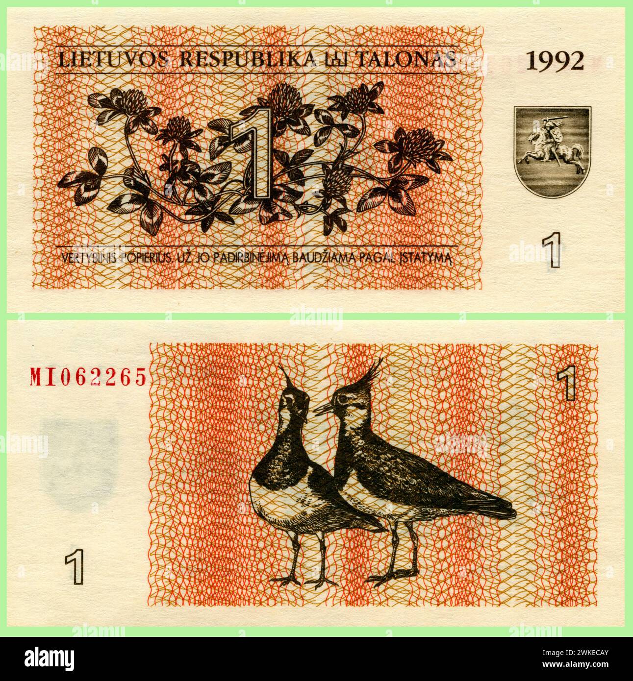 Europa. Lituania. Billete de un talonas emitido por la República de ...