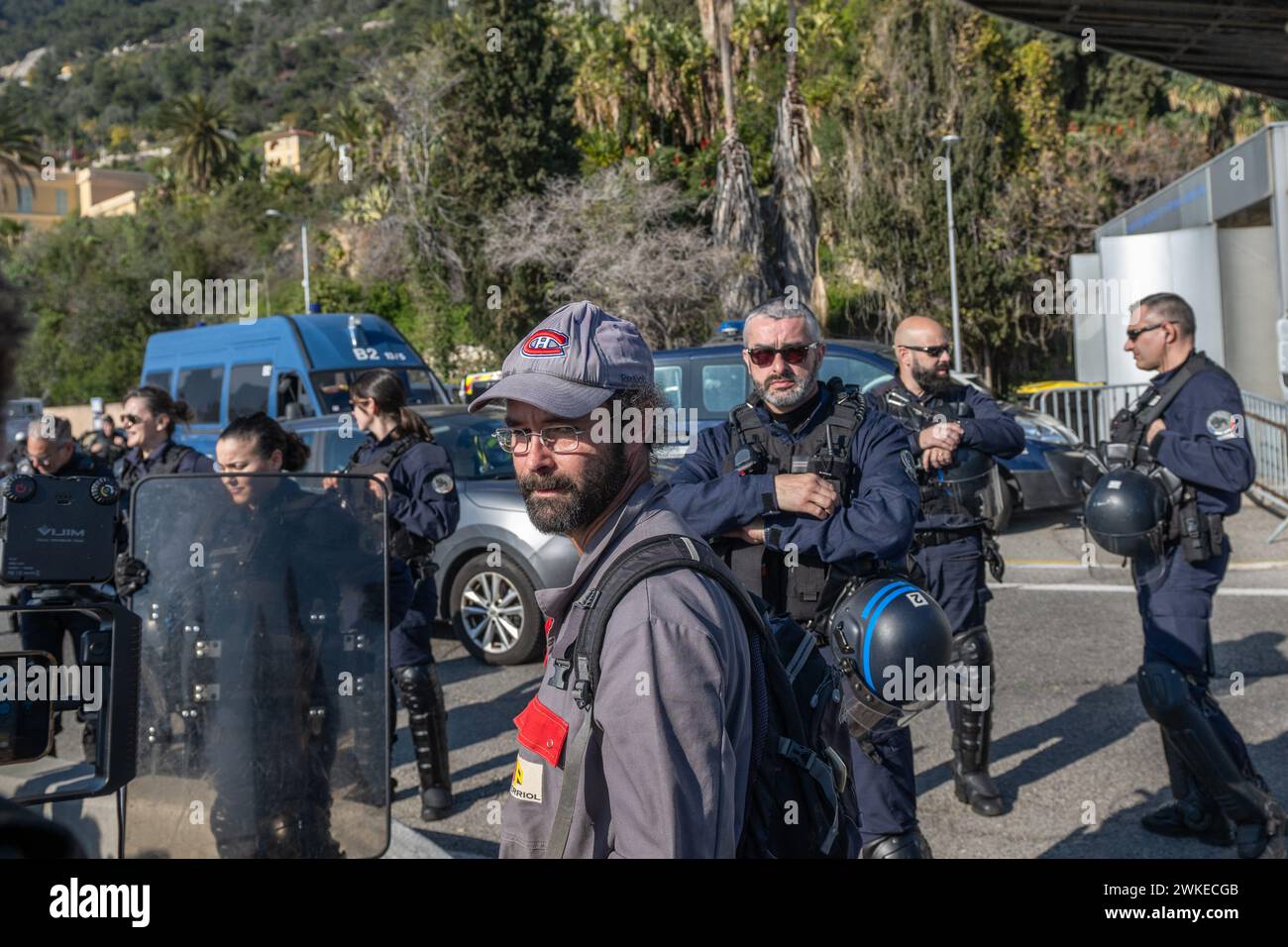 Menton, France. 19th Feb, 2024. Pro-migrant activist Cedric Herrou ...