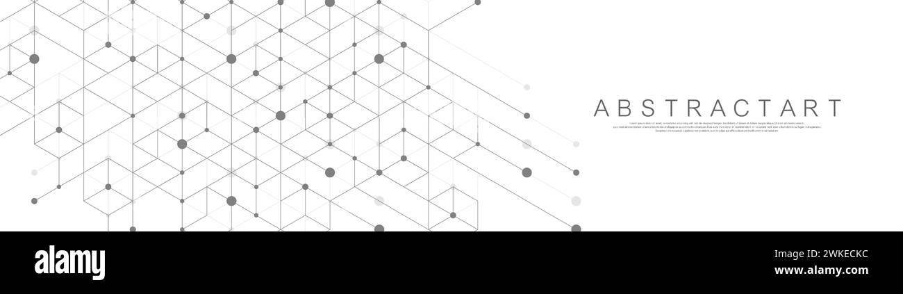 Technology abstract lines and dots connect background with hexagons. Hexagons connection digital ...