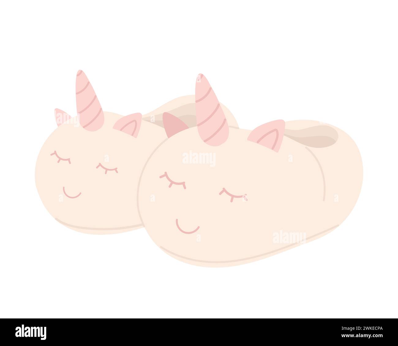Fluffy unicorn house slippers. Cozy indoor footwear, textile flip flops ...