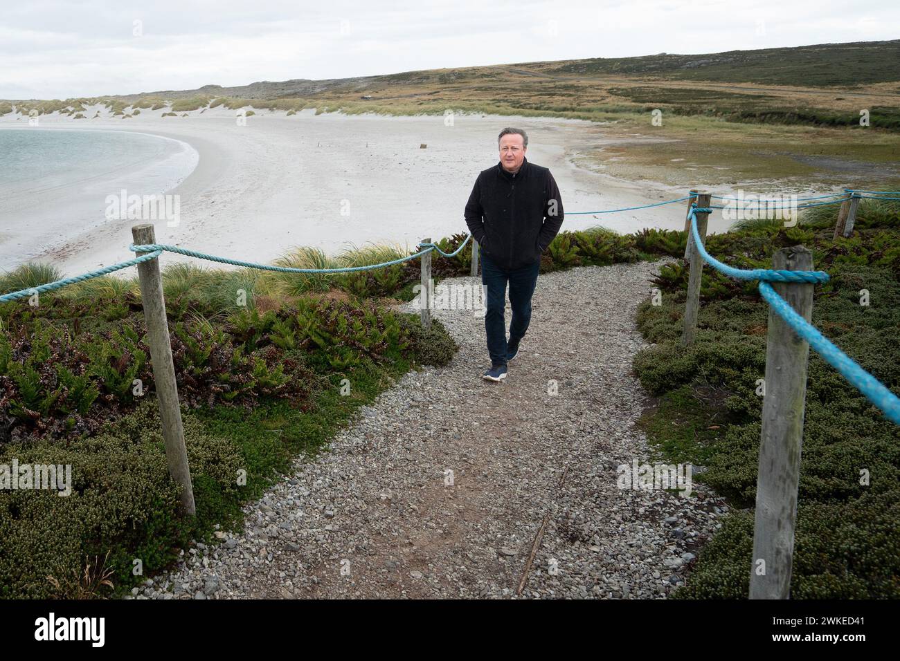 Foreign Secretary Lord David Cameron visits Gypsy Cove on the Falkland ...