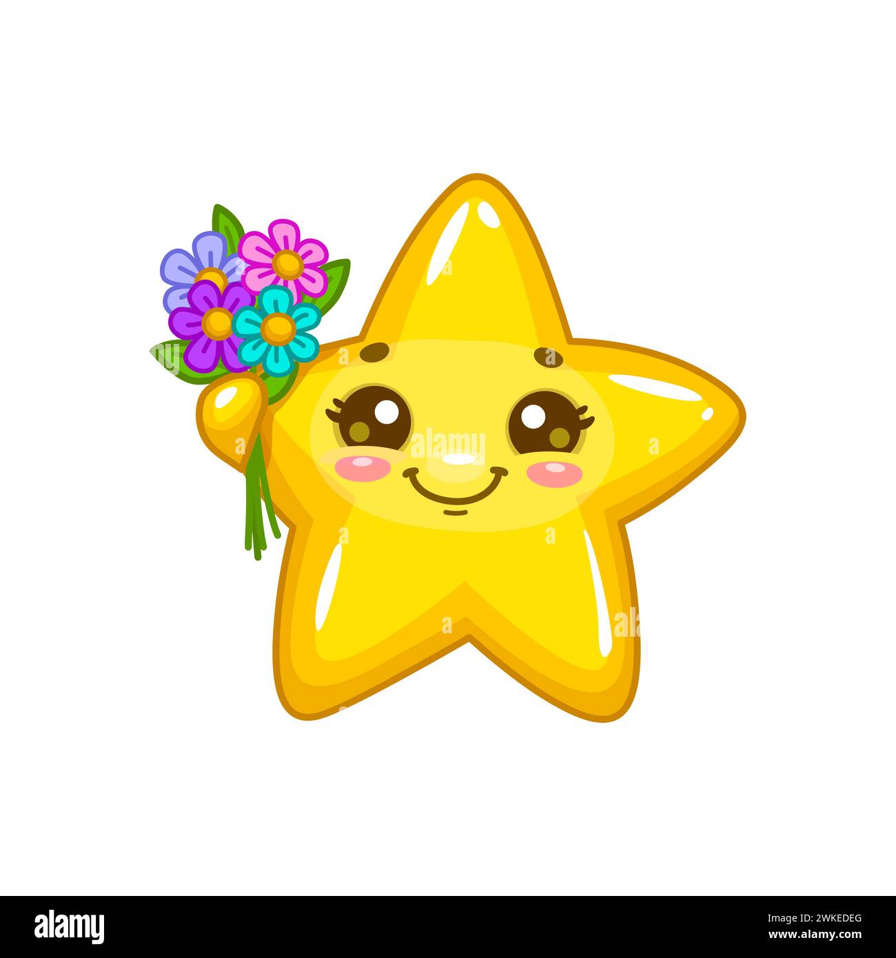 Cartoon cute kawaii star and twinkle personage character with a ...