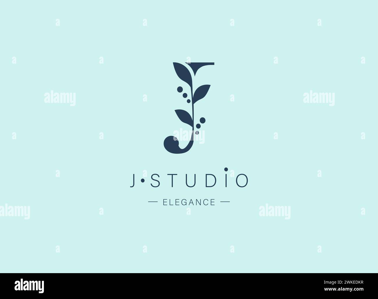 Logo, capital letter J. Monogram of Botanical Minimalistic with natural ...