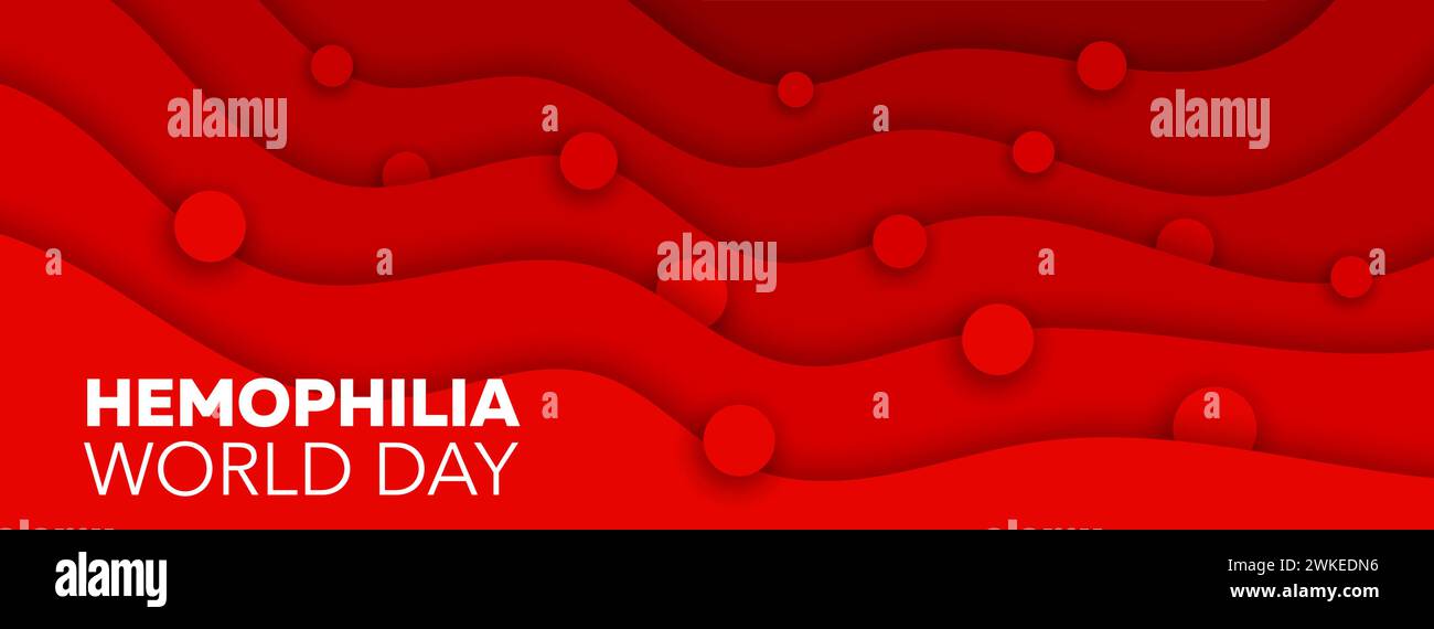Red blood paper cut background, hemophilia day banner. 3d vector ...