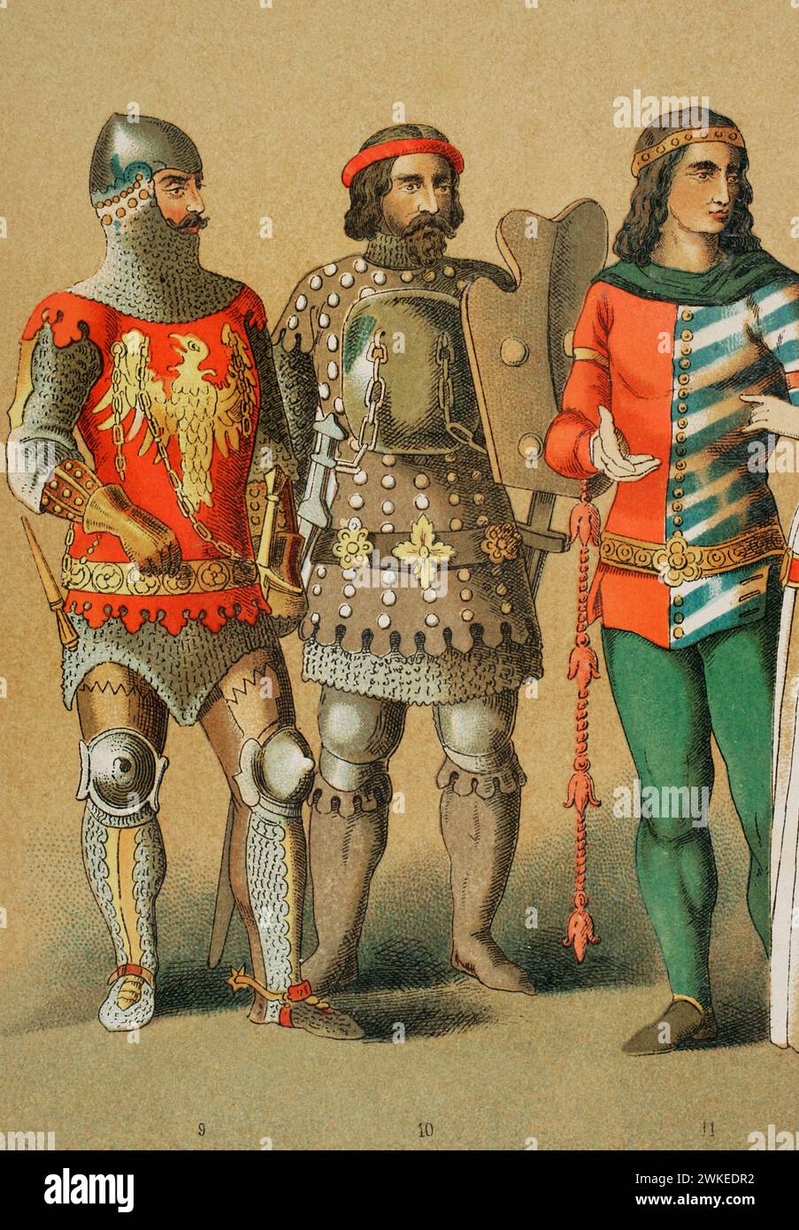 History of Germany. 1350-1400. From left to right, 9-10: knights in ...