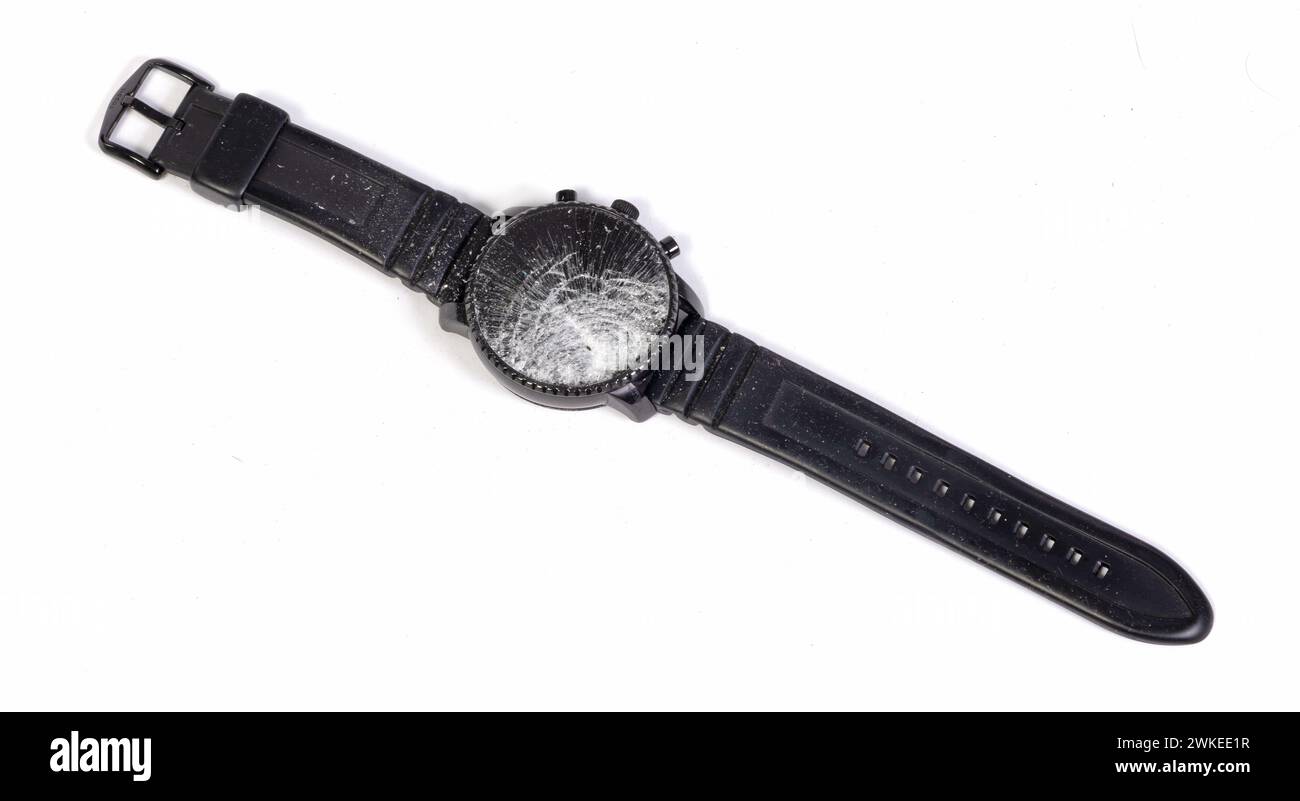Broken smartwatch isolated on a white background Stock Photo - Alamy
