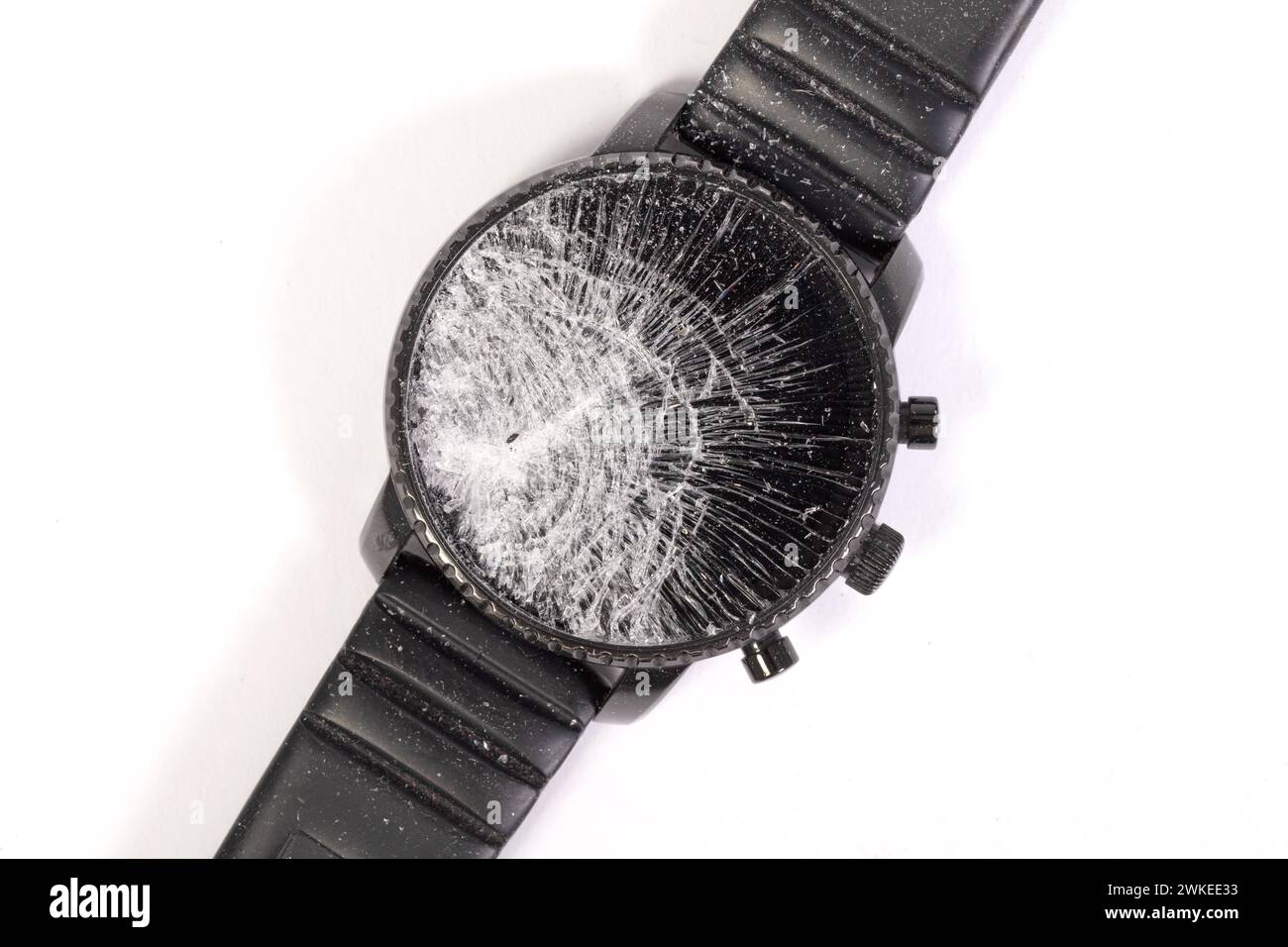 Broken smartwatch isolated on a white background Stock Photo - Alamy